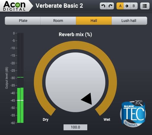 ACON Digital - Verberate Basic 2 무료 리버브 플러그인 - 미디톡