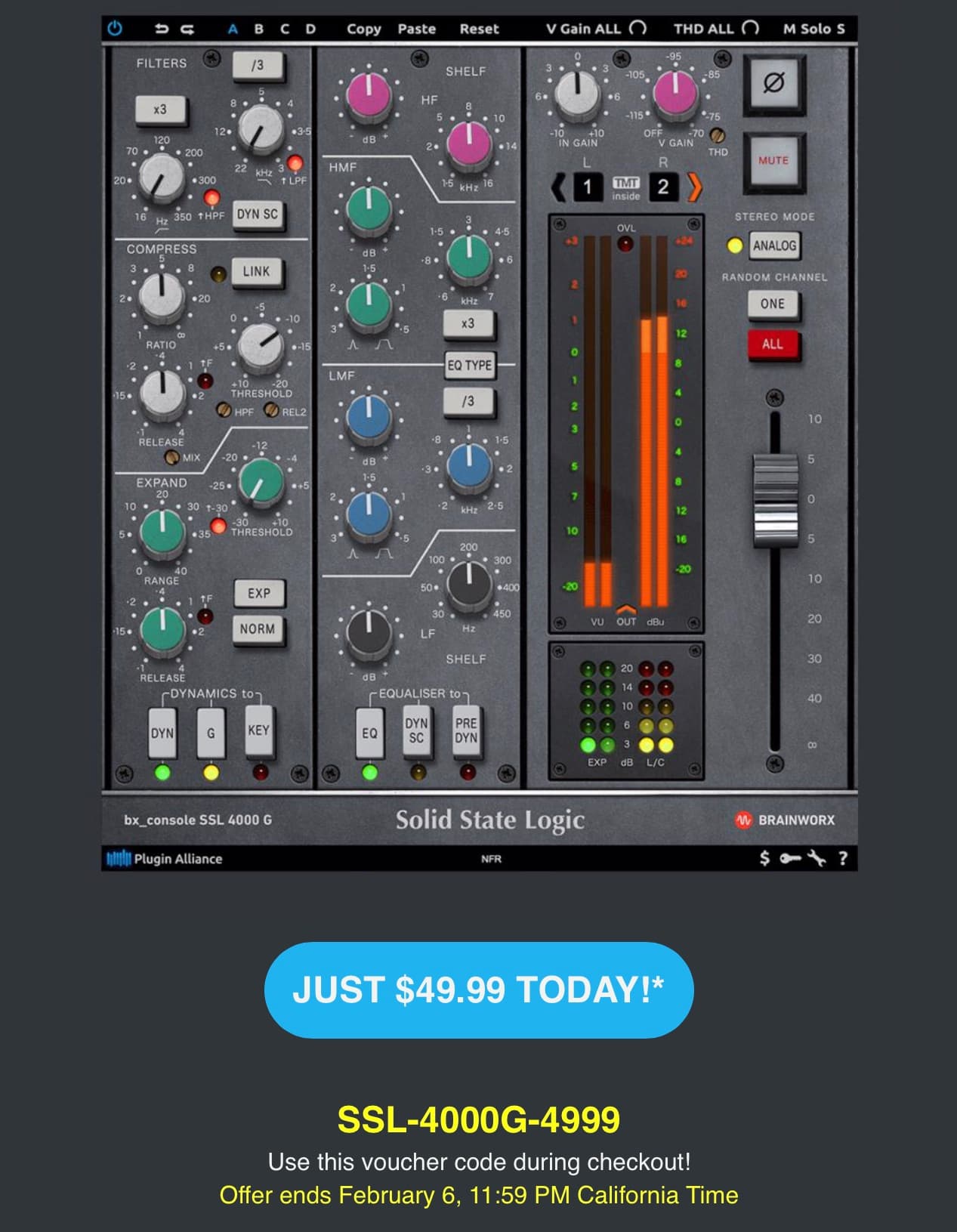 Plugin Alliance - bx_console SSL 4000 G 86% 할인코드 SSL-4000G-4999 - 미디톡